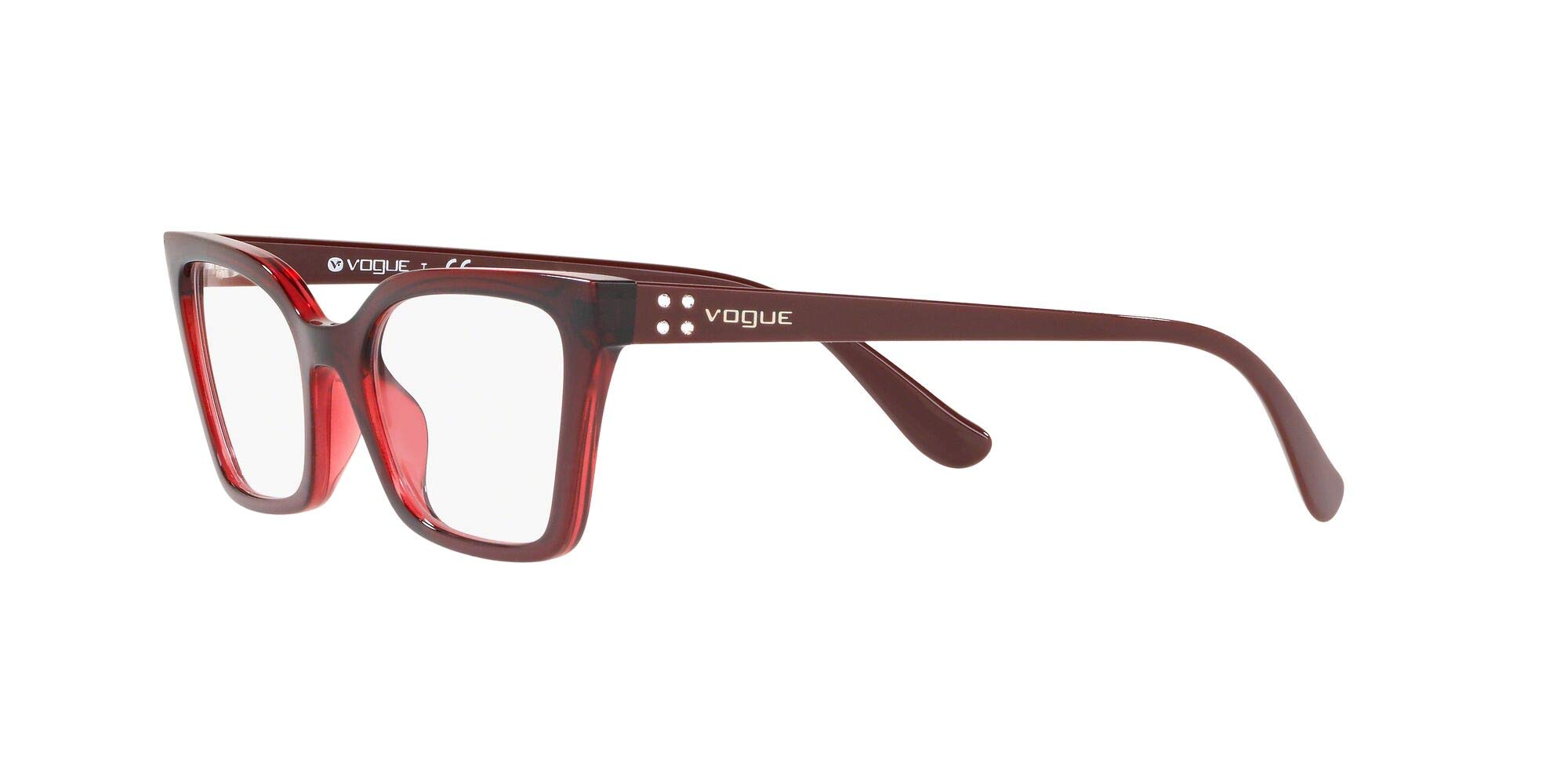 Vogue Eyewear Women's Vo5275b Rectangular Prescription Eyeglass Frames, Top Bordeaux/Transparent/Demo Lens, 52 mm
