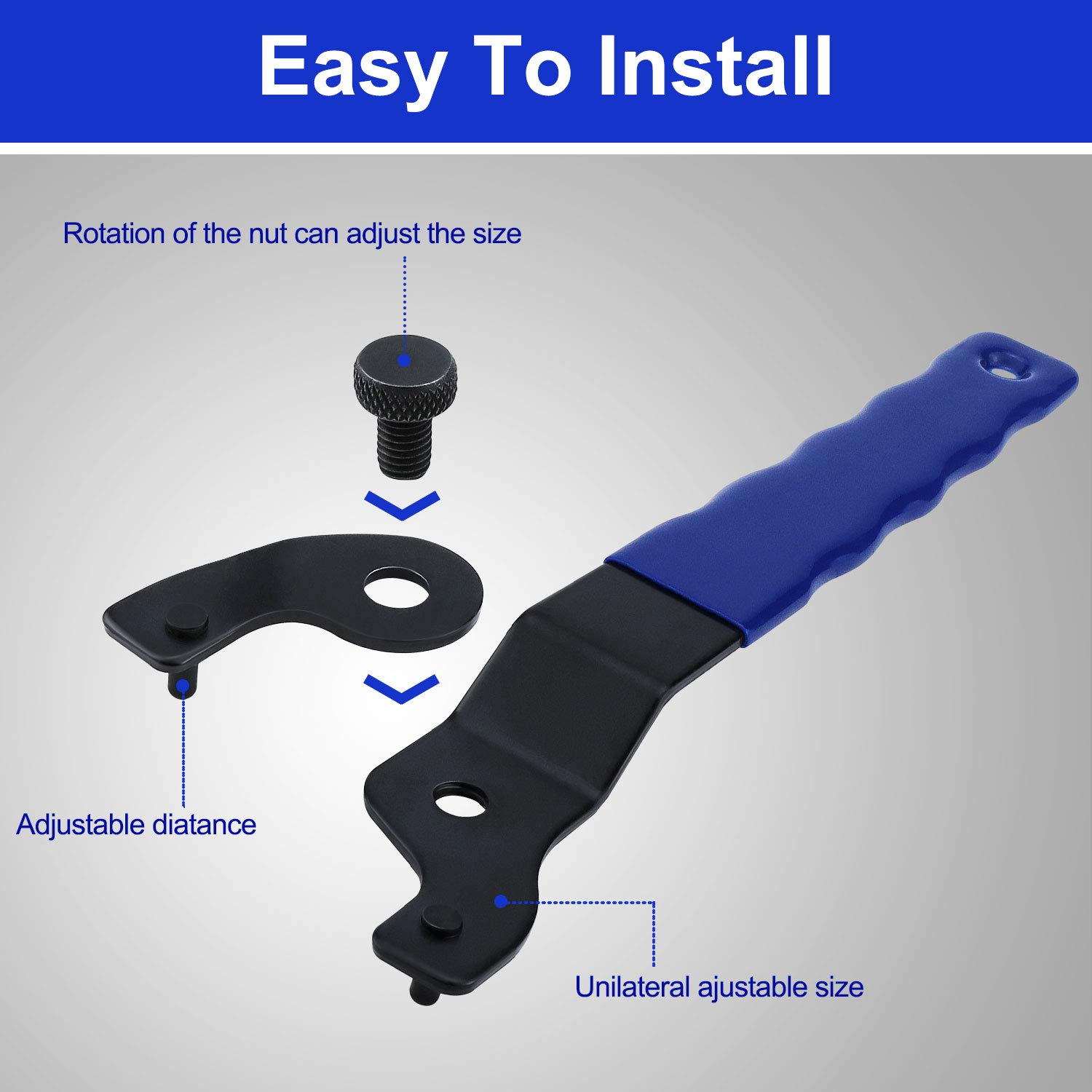 Romalon SEWA20 Adjustable Grinder Lock-Nut Wrench Replacement for Makita Bosch & Other Angle Grinder
