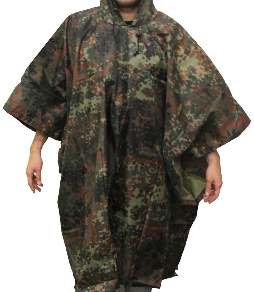 Ultimate Arms Gear Waterproof Rip Stop German Flectarn Military G.I. Style Poncho Tent Shelter