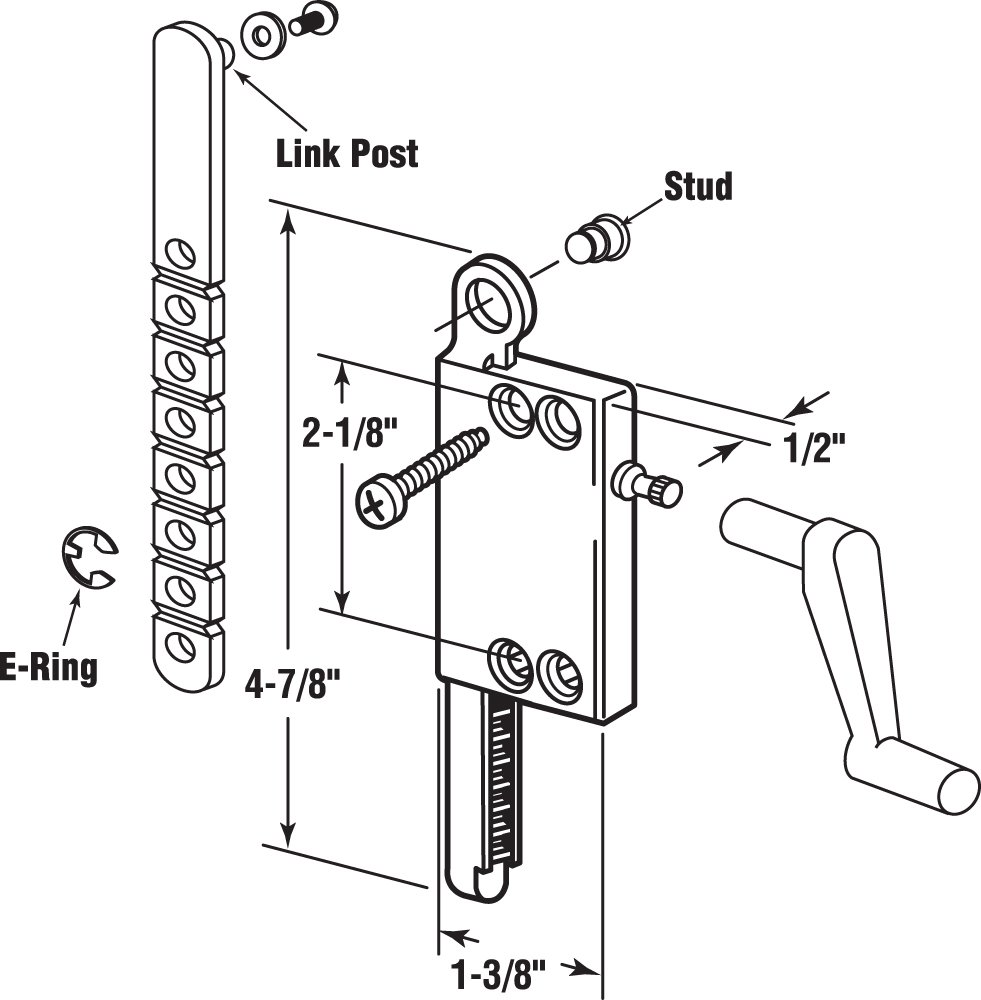 Prime-Line R 7015 Louvre Window Operator Assembly, Side Mount, Diecast (Single Pack)