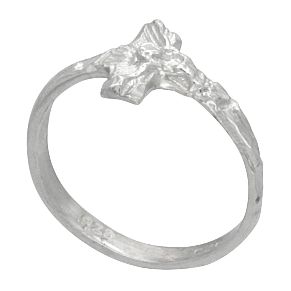 Sterling Silver Tiny Crucifix Ring Polished finish 3/8 inch wide size 9