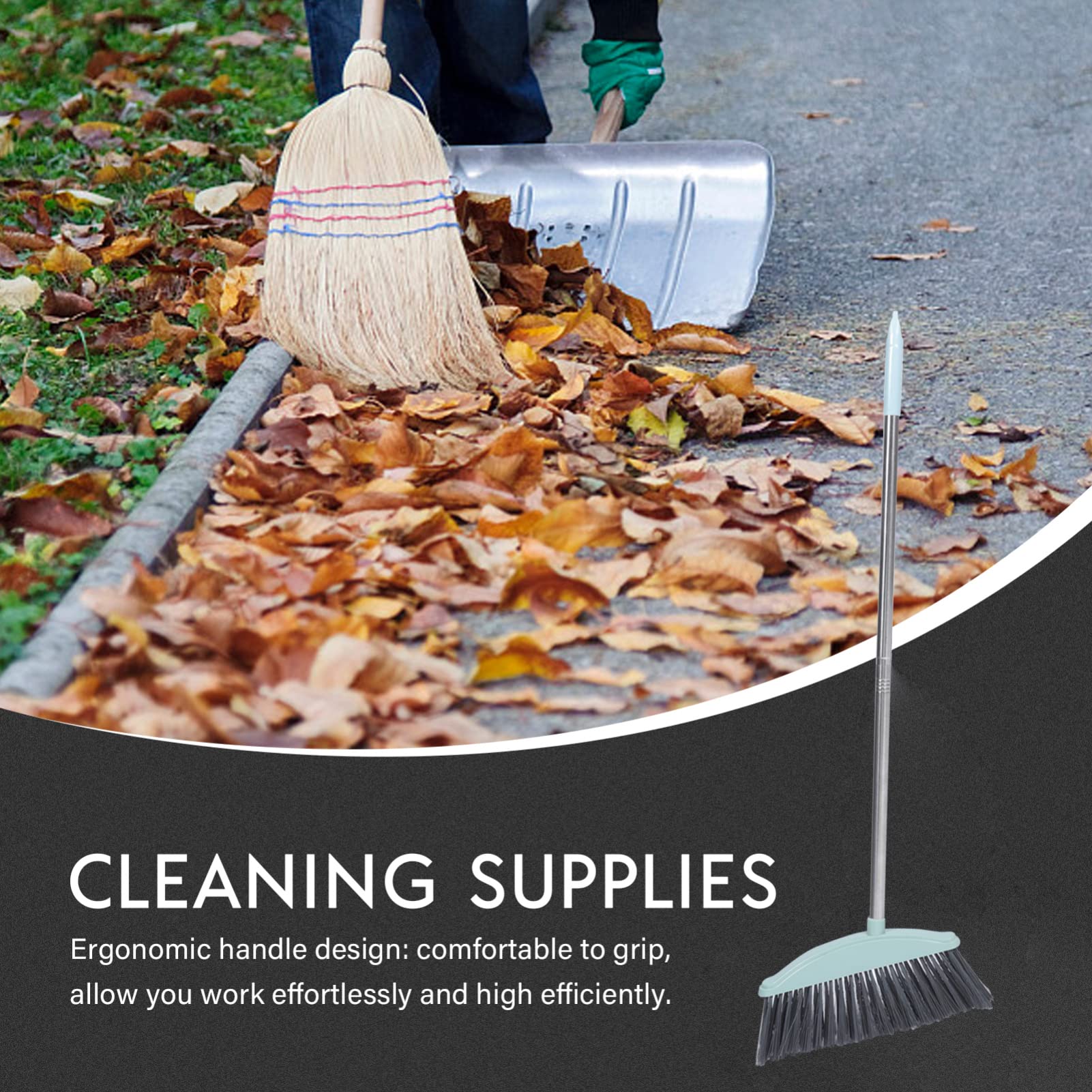 Yardwe Indoor Outdoor Broom Floor Cleaning Broom with Long Handle Heavy- Duty Household Brooms for Home Kitchen