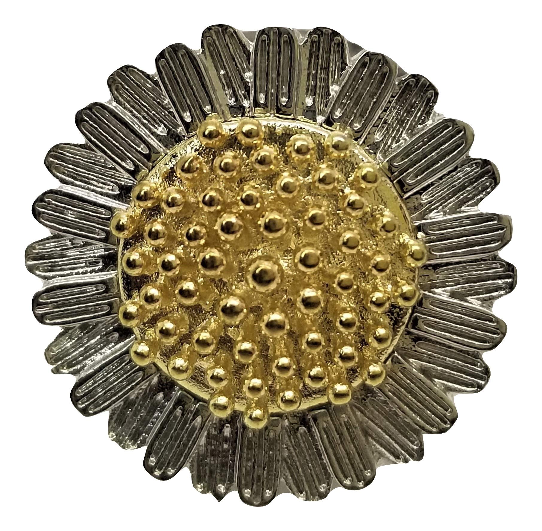 Stainless Steel Sunflower Ear Plugs - Quality Screw-On Gauges - 6 Sizes - Pair - New! (0 Gauge (8mm))