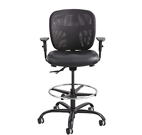 Safco Products Vue Heavy Duty Stool 3394BV, 24-7 Rated, 350 lbs Capacity, Ergonomic Mesh Back, 360° Swivel Seat, 5-Star Base