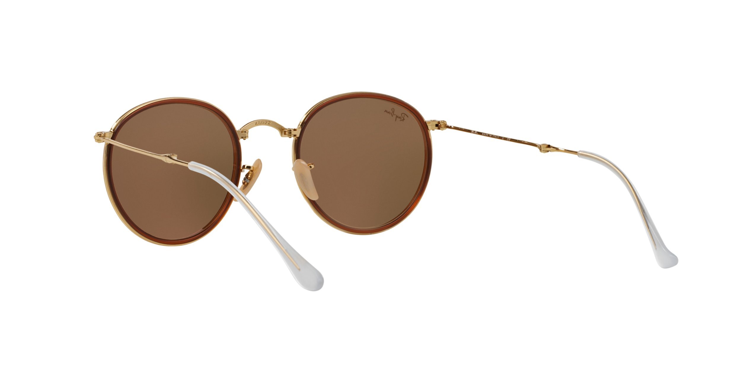 Ray-Ban Rb3517 Folding I Round Sunglasses, Gold/Light Brown Mirrored Pink, 51 mm
