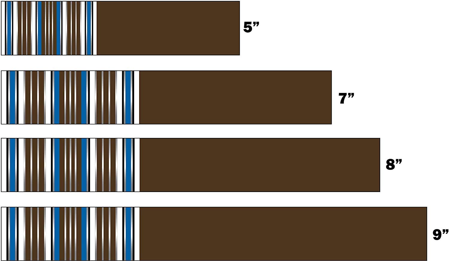 White Water Archery Laminated Brown Background Blue Stripe Traditional 18 Crest Arrow Wraps 15 pk Choose Length Width (8, 1)