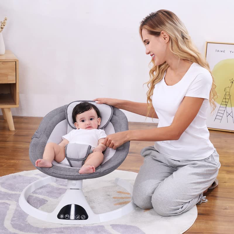 T TICCI Baby Swings for Infants, 5 Speed Bluetooth Baby Bouncer, Motorized Bluetooth Swing, Built-in 3 Timer Settings, Music Speaker, Remote Control, 0-6 Months (Green)