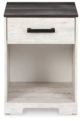 Signature Design by Ashley Shawburn 1 Drawer Night Stand Nightstand, Whitewash & Gray
