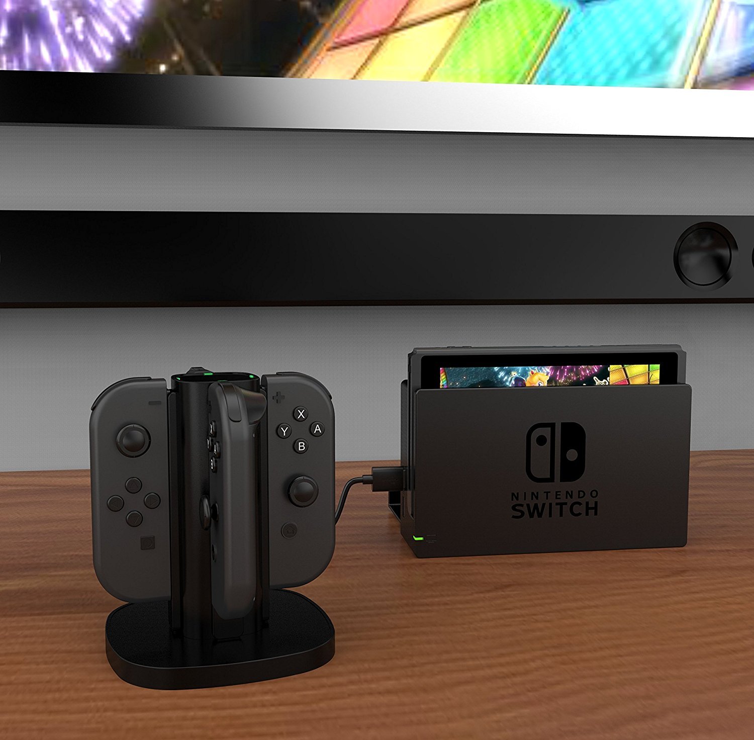 Switch Joy Con Charger Station Fast Charging Dock for Nintendo Switch by GameWill(Black)