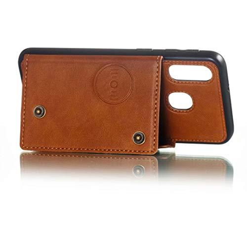 Smfu Case for Samsung Galaxy A40 Wallet Phone Case Leather Wallet Back Cover Folio Flip Card Holder Non-Slip Casewith ID Credit Card Slot Holder (3 Card Pockets) with Screen Protector (Brown)