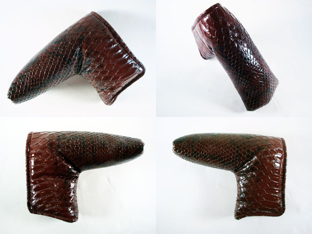 Red Brown Python PU Snakeskin Limited Edition Putter Head Cover by House of Putters for Scotty Cameron Ping Odyssey Taylormade Golf