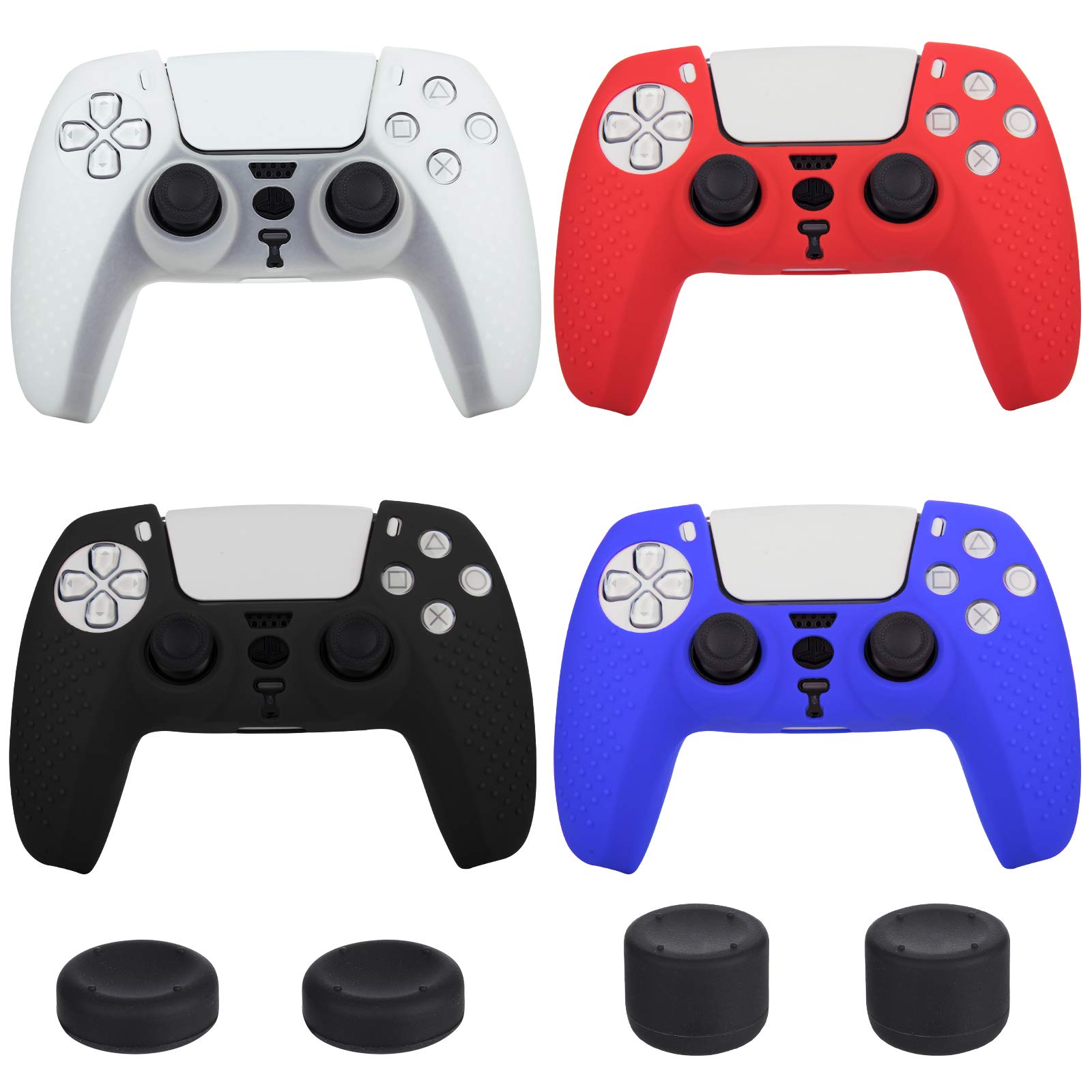 TOMSIN Silicone Skin Cover Cases with 4 FPS Thumb Grips for PS5 Controller (4Pcs)