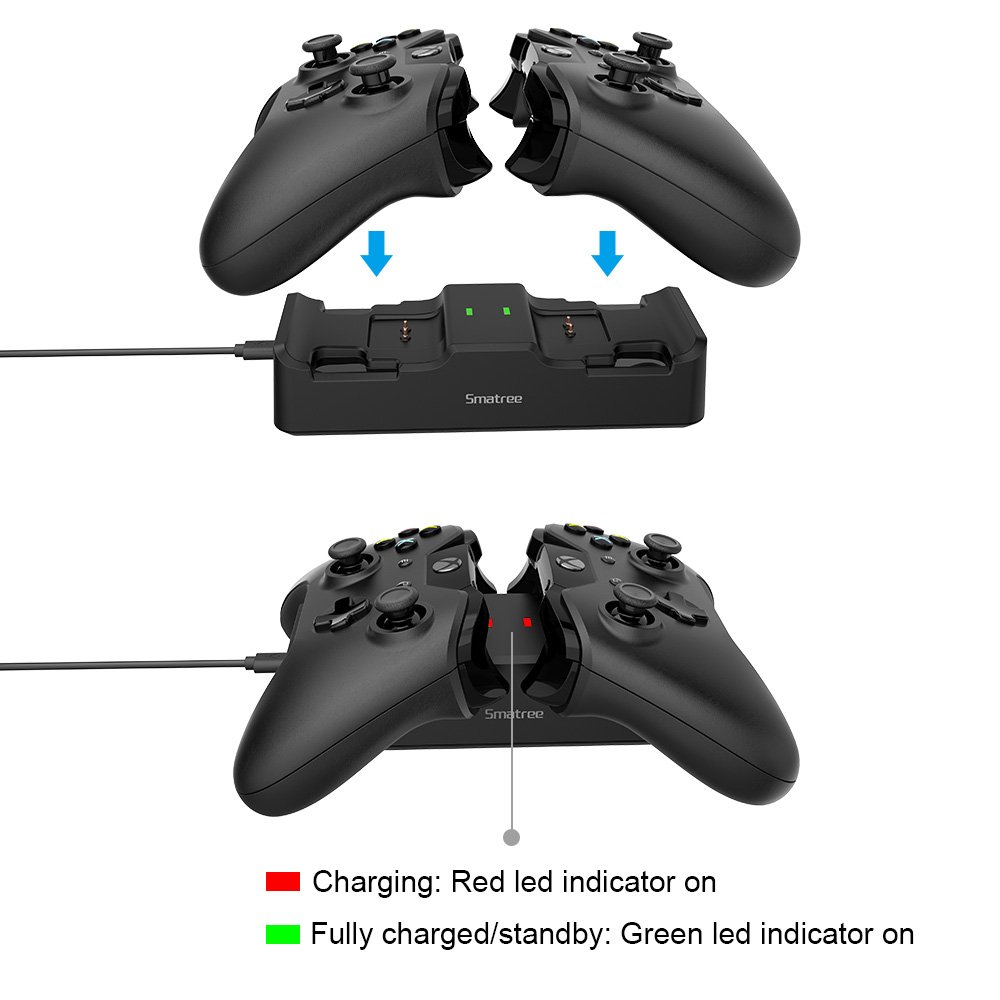 Smatree Rechargeable Battery 3 Pack with Dual Charging Station High Speed Docking Compatible with Xbox One/Xbox One X/Xbox One S/Xbox One Elite Wireless Controller (NOT for Xbox Series X|S)