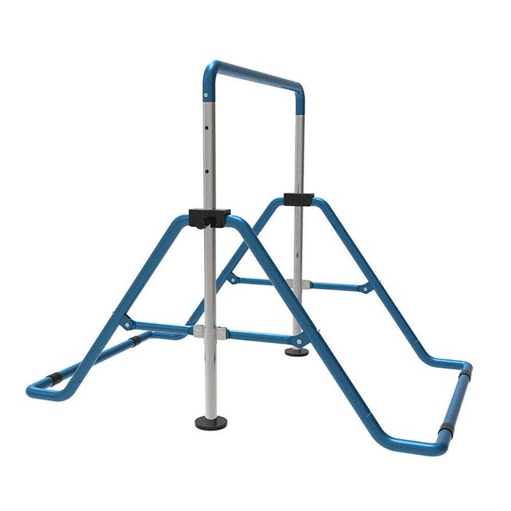 TFCFL Kids Gymnastic Horizontal Bar, Blue/Pink Gymnastics Horizontal Bars Adjustable Folding Gymnastics Garden Bar Home Sports Training Equipment Height Adjustable (Blue)