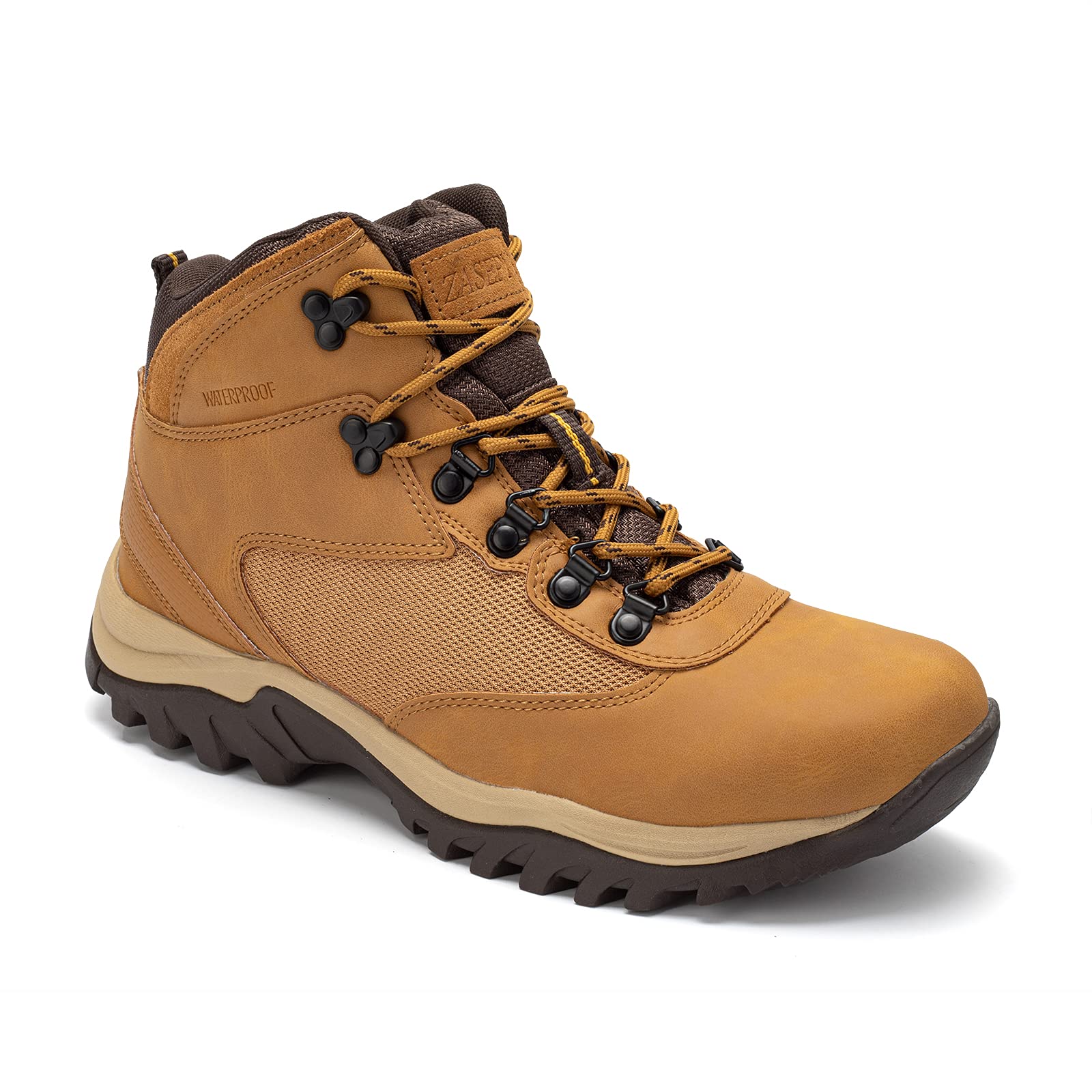ZASEPY Men's Waterproof Hiking Boots Lightweight Non-Slip Outdoor Shoes Mid Top Ankle Arch Support Hiker Backpacking Trekking Work Boot
