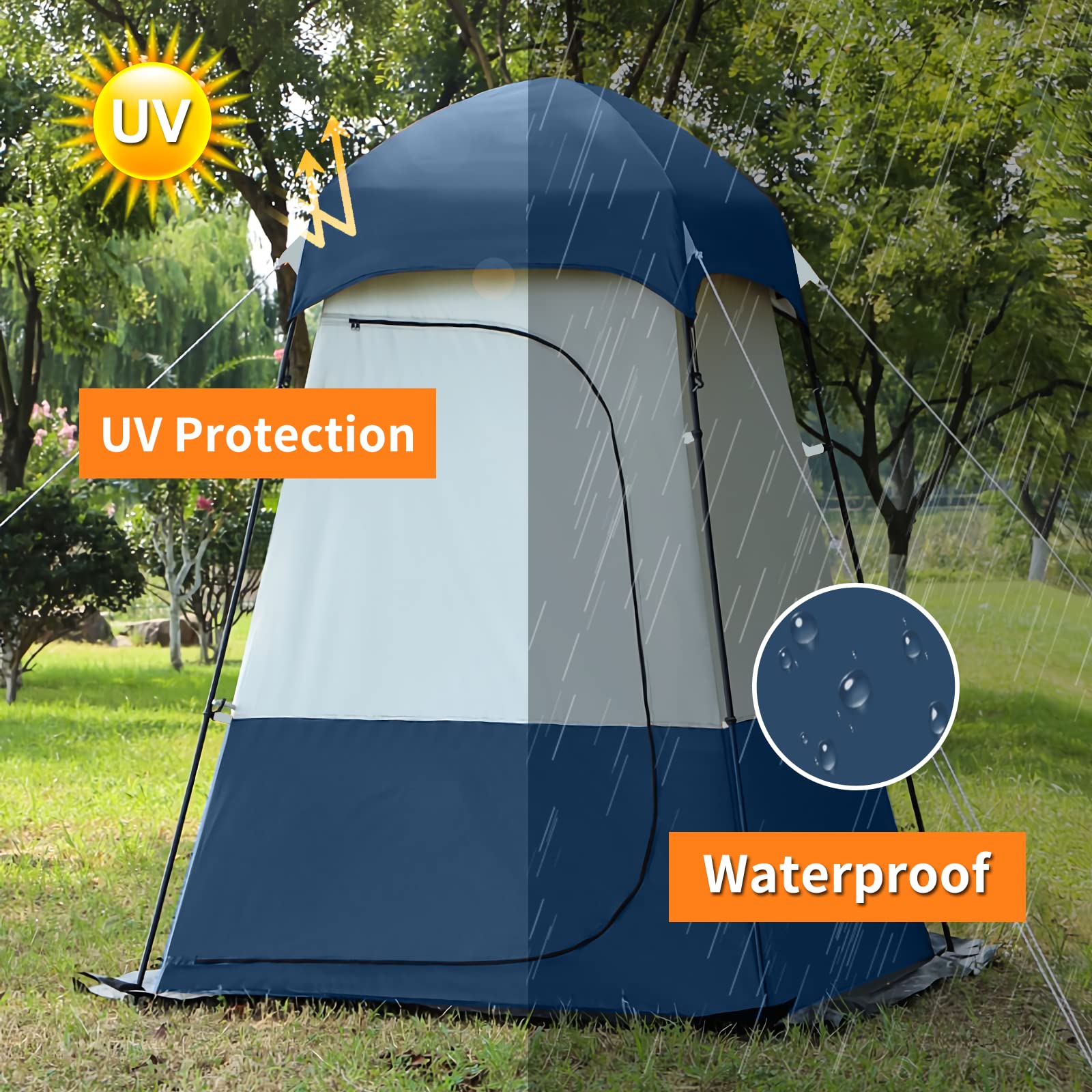 Shower Tent Large, Oversize Space Privacy Tent Portable Camping Toilet Tent Outdoor Beach Dressing Changing Bathing Room Camping Privacy Shelters 5.2 ft x 5.2ft x 7.9ft Shower Tent for Camping