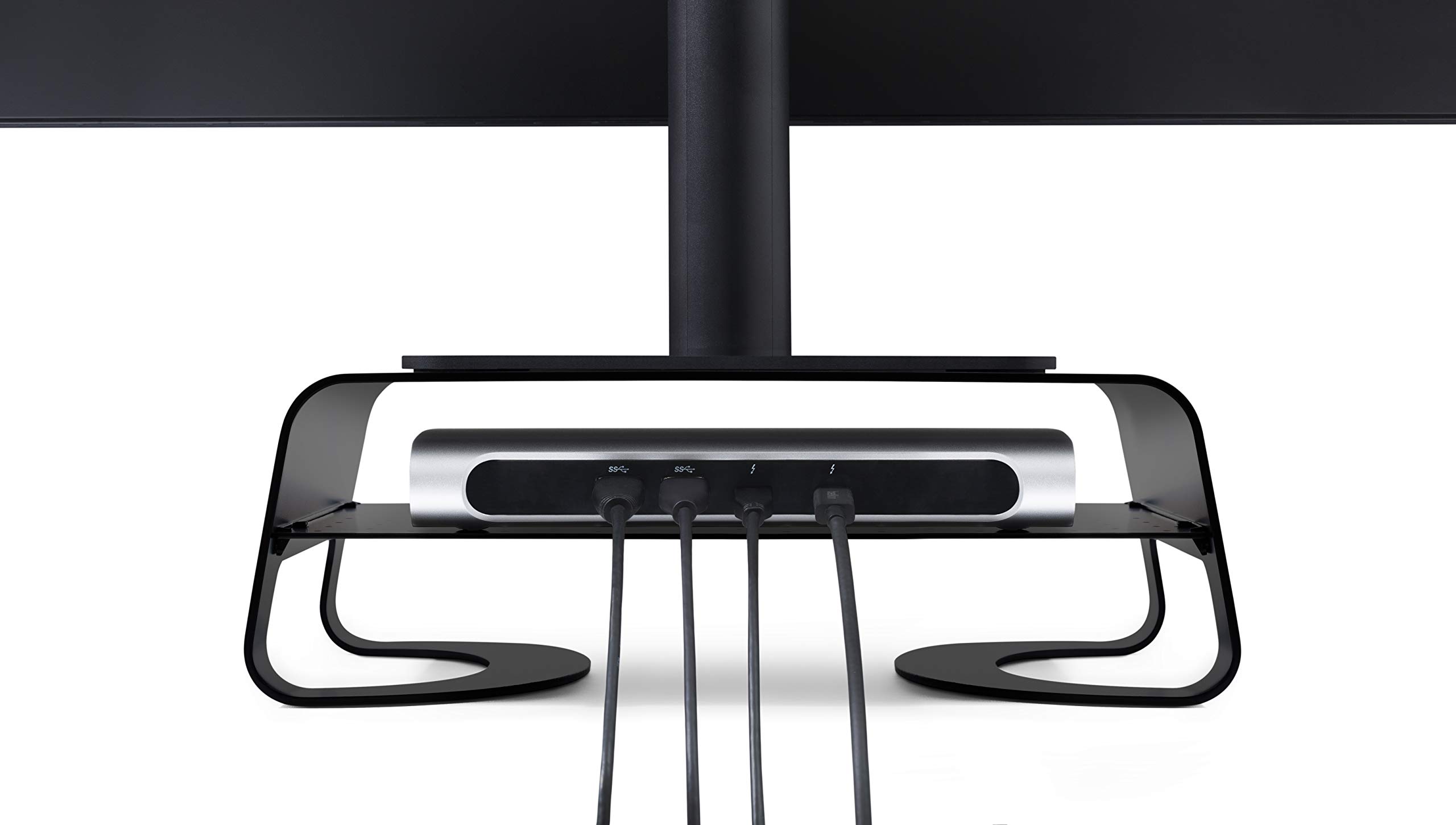 Twelve South Curve Riser Monitor Stand | Ergonomic Desktop Stand with Storage Shelf for iMac and Displays, Matte Black
