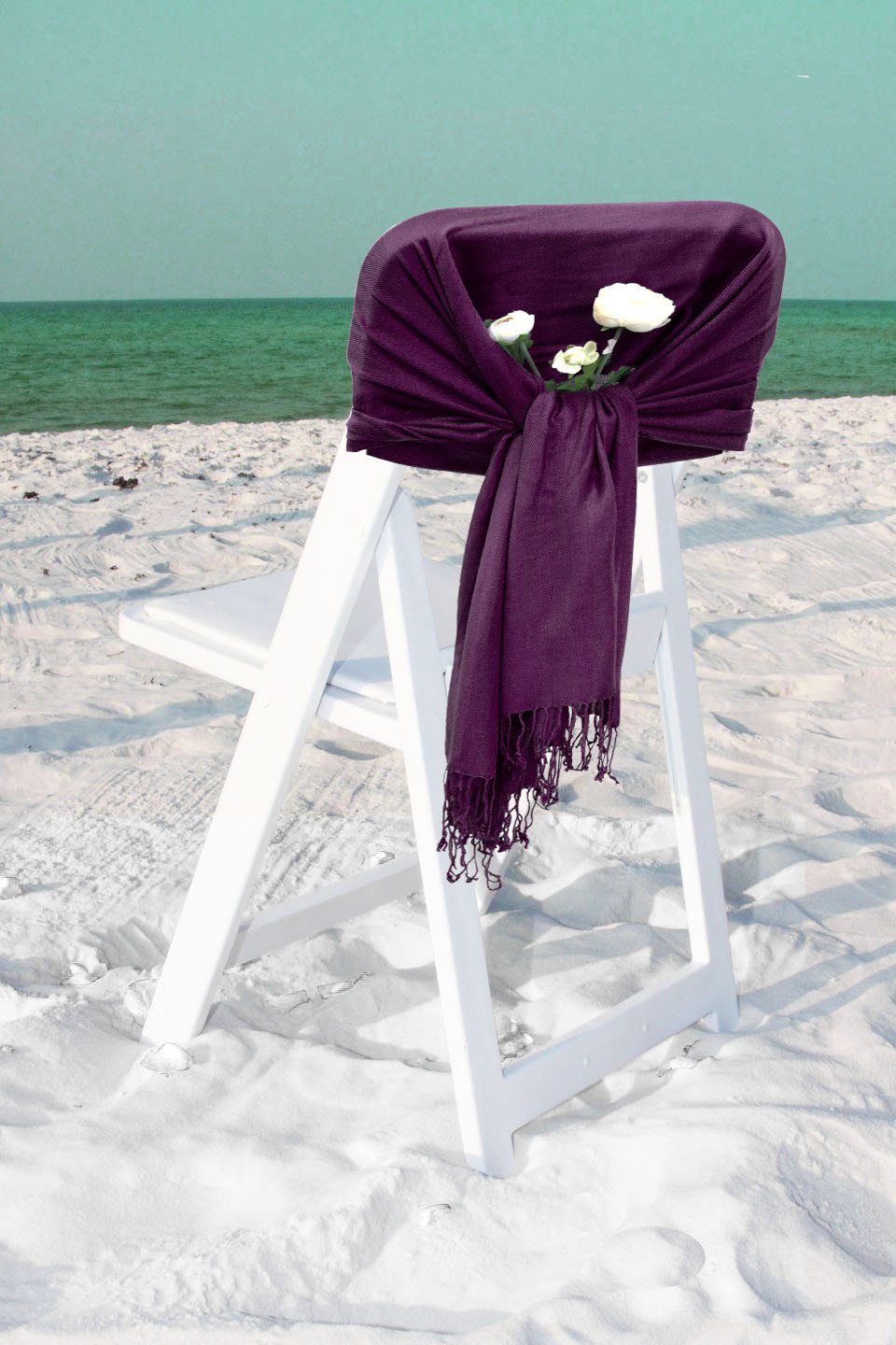 Sakkas Large Soft Silky Pashmina Shawl Wrap Scarf in Solid Colors - Dark Purple
