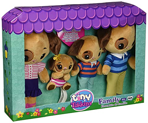 Tiny Tukkins Stuffed Dog Family - 4 Plush Dog Stuffed Animals - Doggy Stuffed Animal Pack Includes Mom, Dad, and 2 Babies - Stuffed Animal Set Made from Kid-Friendly, Non-Toxic Quality Materials
