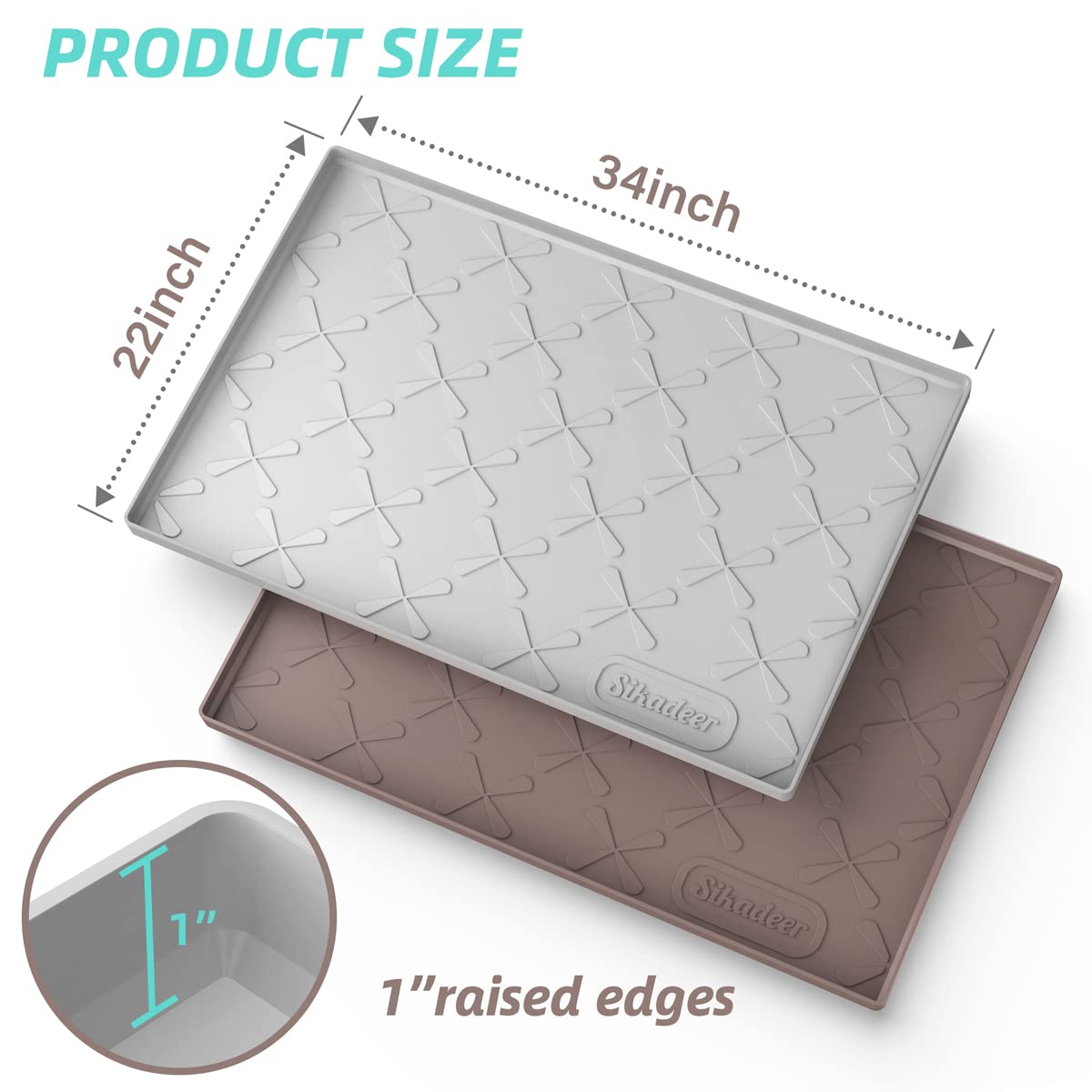 SIKADEER Under Sink Mat for Kitchen Waterproof, 34" x 22" Silicone Under Sink Liner, Up to 3.3 Gallons Liquid, Kitchen Bathroom Cabinet Mat-Fits 36'' Stand Cabinets