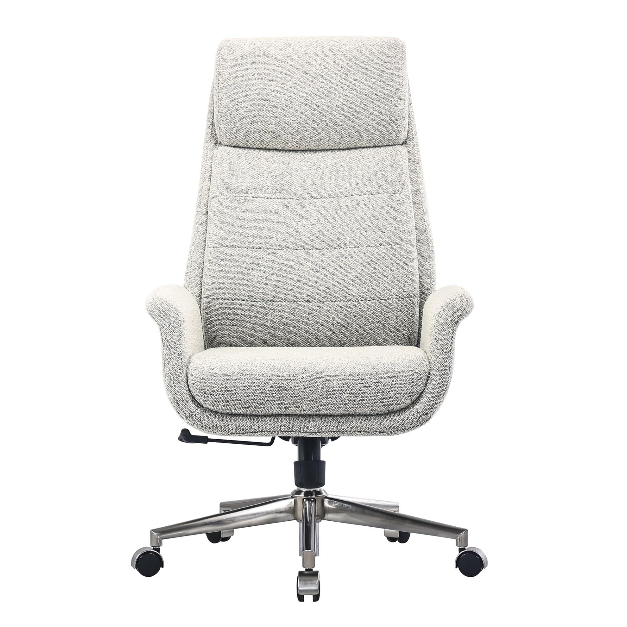 Realspace® Modern Comfort Pizana Bouclé Fabric High-Back Executive Office Chair, Light Sand/Brushed Nickel, BIFMA Compliant