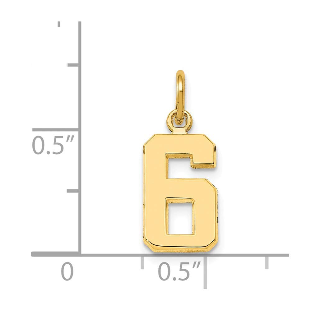 Solid 14k Yellow Gold Casted Small Number 6 Charm Pendant - 20mm x 7mm