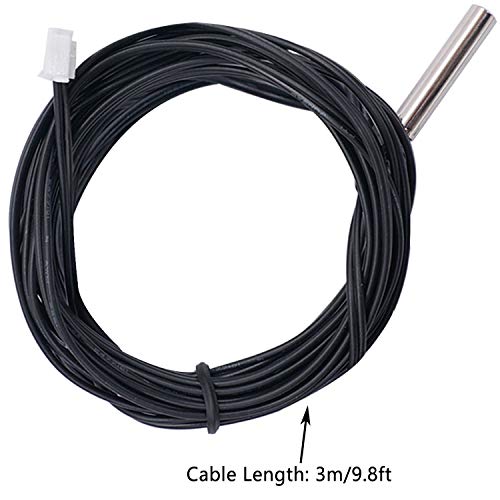 Twidec/5Pcs NTC 10K 3950 Ohm Waterproof Temperature Sensor Probe Stainless Digital Thermal Sensor Probe Cable Length 3M