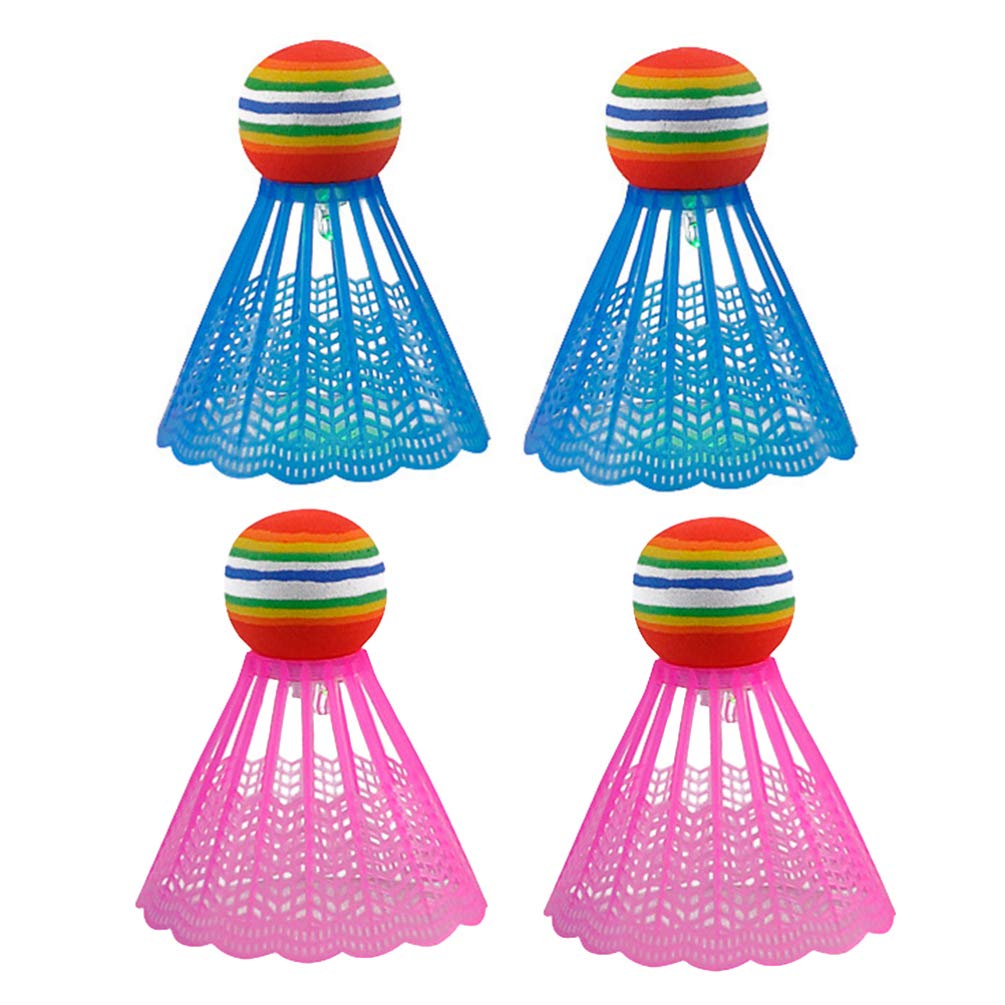 VOSAREA 4pcs LED Lighting Nylon Badminton Shuttlecocks Practical Sports Supplies Exercise Accessories for Indoor Outdoor Playing (2PCS Blue, 2PCS Pink)