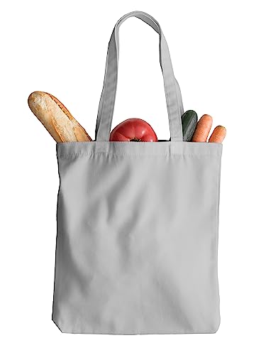 Tissaj 4 Pack GOTS Certified 100% Organic Cotton Shopping Cloth Bag - Reusable - Tote Bag - 16"x15" & 27" Handle - Groceries, DIY & Gift - White