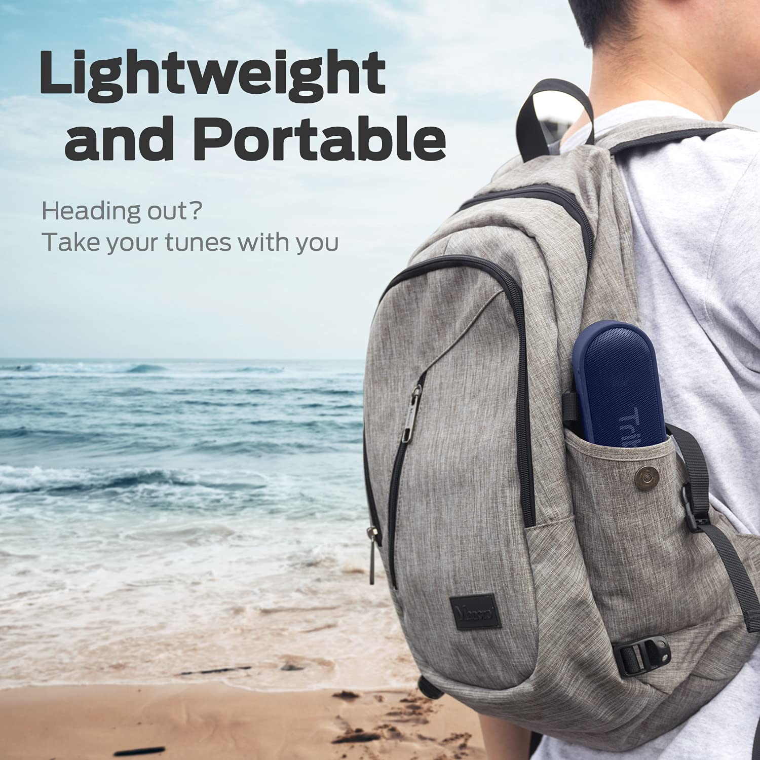 Tribit XSound Go Bluetooth Speaker with 16W Loud Sound & Rich Bass, 24H Playtime, IPX7 Waterproof, Wireless Stereo Pairing, USB-C, Portable Wireless Speaker for Home, Outdoors, Travel (Blue)