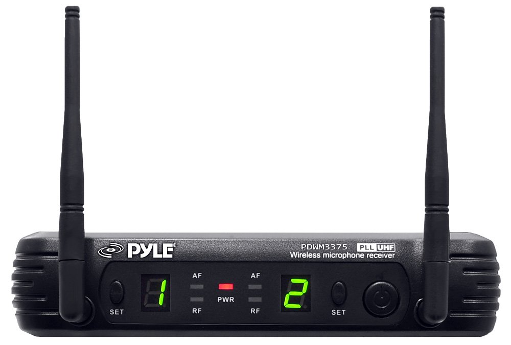 Pyle Professional Wireless Handheld Microphone System - Dual UHF Band, Wireless, Handheld, 2 MICS w/ 8 Selectable Frequency Channels, Independent Volume Controls, AF & RF Signal Indicators