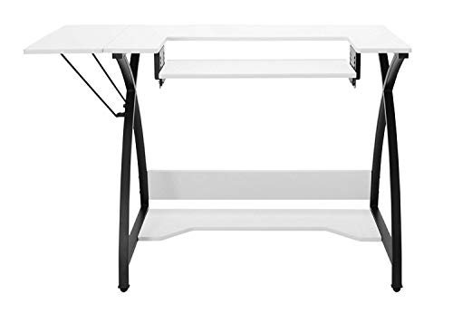 Sew Ready Comet Hobby Center - 45.5" W x 23.5" D White Hobby and Sewing Machine Table with Storage Shelf - Can Also Be Used as Computer Desk