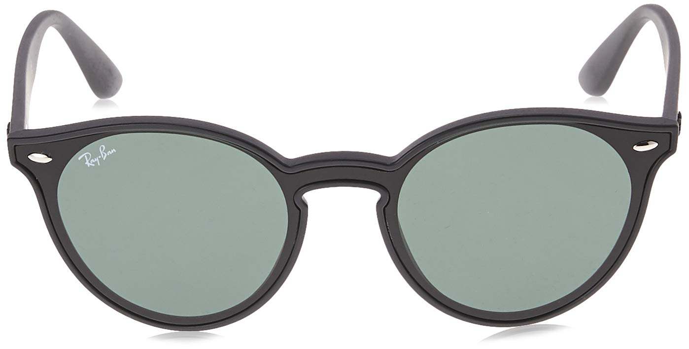 Ray-Ban RB4380N Blaze Round Sunglasses, Matte Black/Dark Green, 37 mm