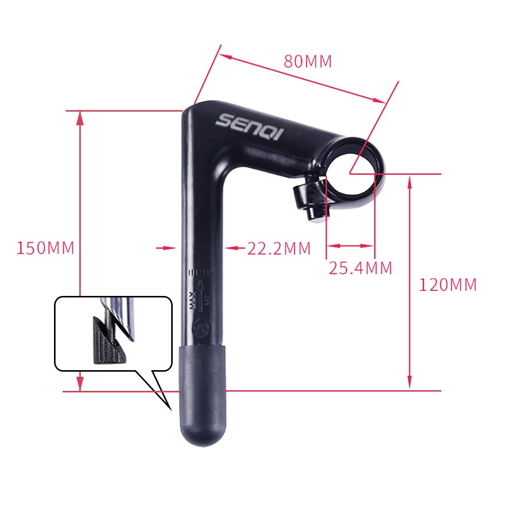 SENQI 22.2×25.4mm Electroplating Gooseneck Stem Aluminum Alloy Stems with Teeth BSB040(80×220×240,Silver)