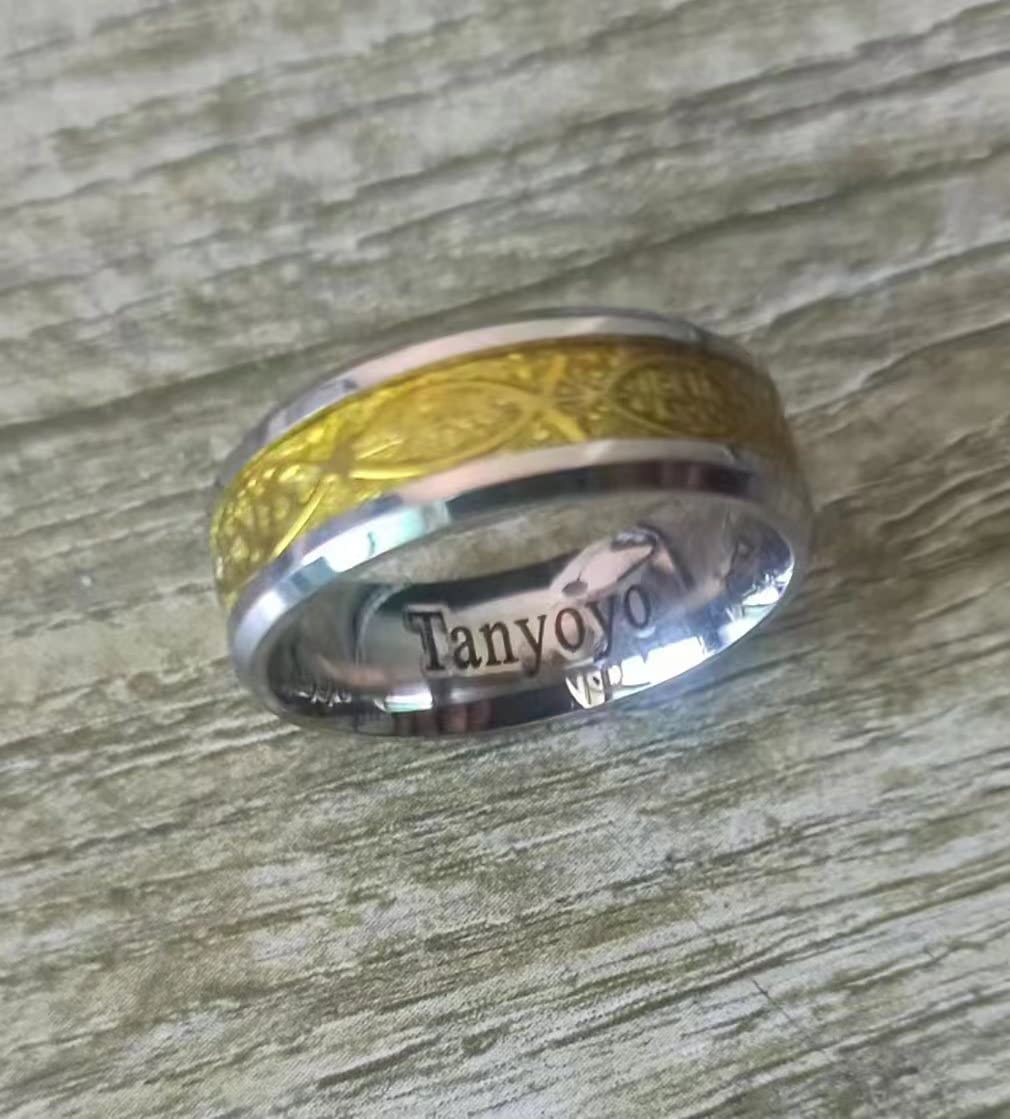 Tanyoyo 8mm Mens Womens Stainless Steel Jesus Rings Wedding Bands Promise Size 6-13 (8)