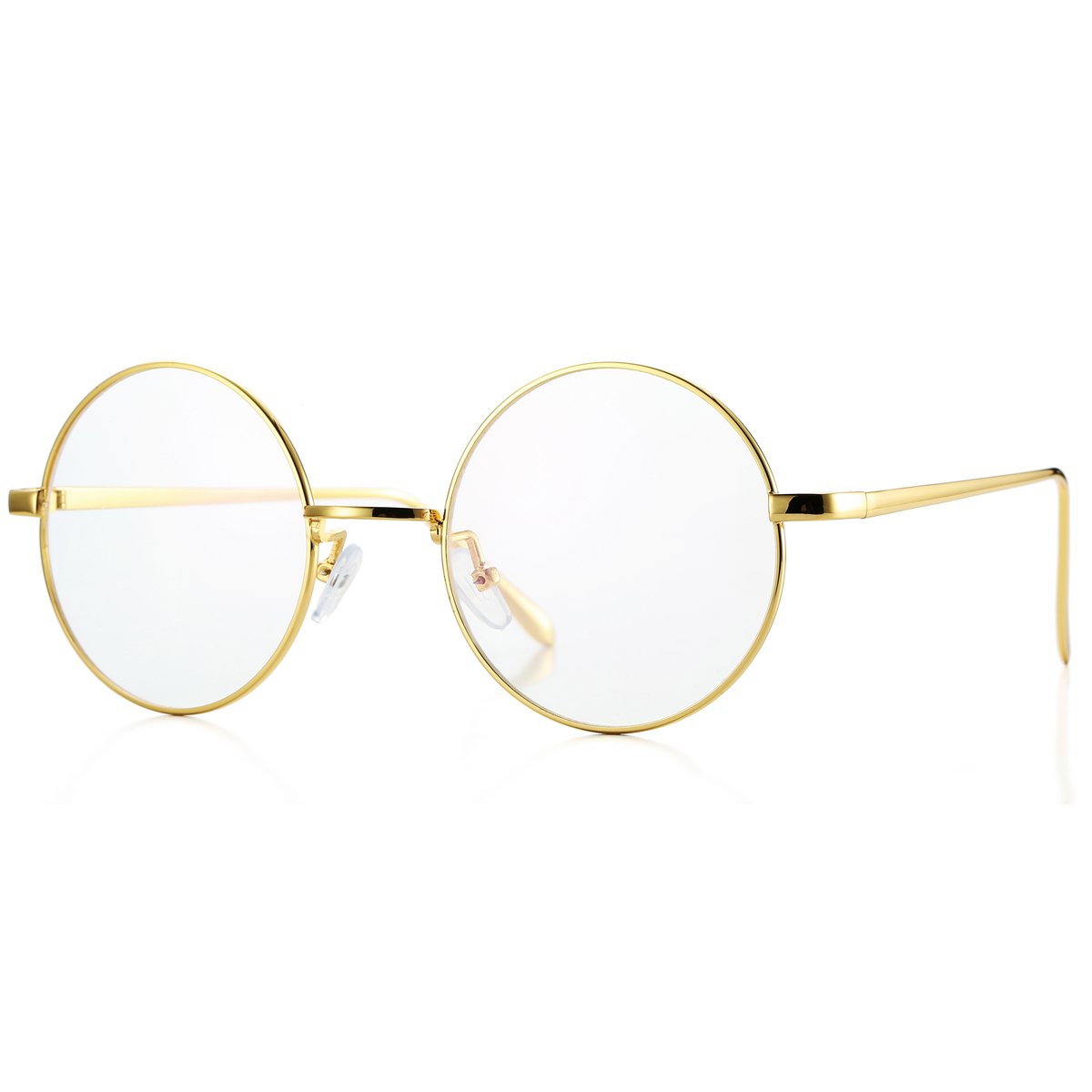 Pro Acme Retro Round Metal Frame Clear Lens Glasses Non-Prescription(Gold Frame/Clear Lens)