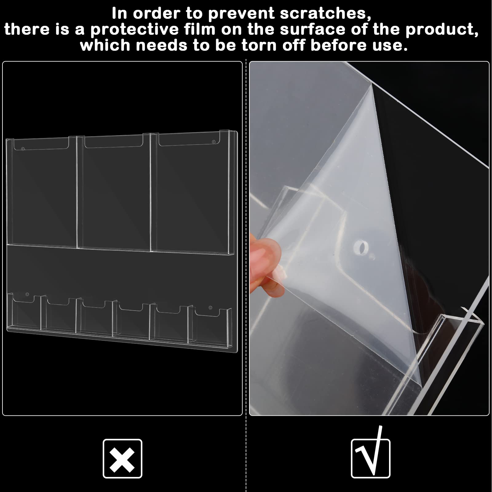 Weysat Acrylic Brochure Holder Wall Mount Rack Acrylic Magazine Literature Holder Display Stand Business Tri Fold Clear 9 Pockets Pamphlet Display Holder Plastic Flyer Wall Mount Slots (1 Pcs)