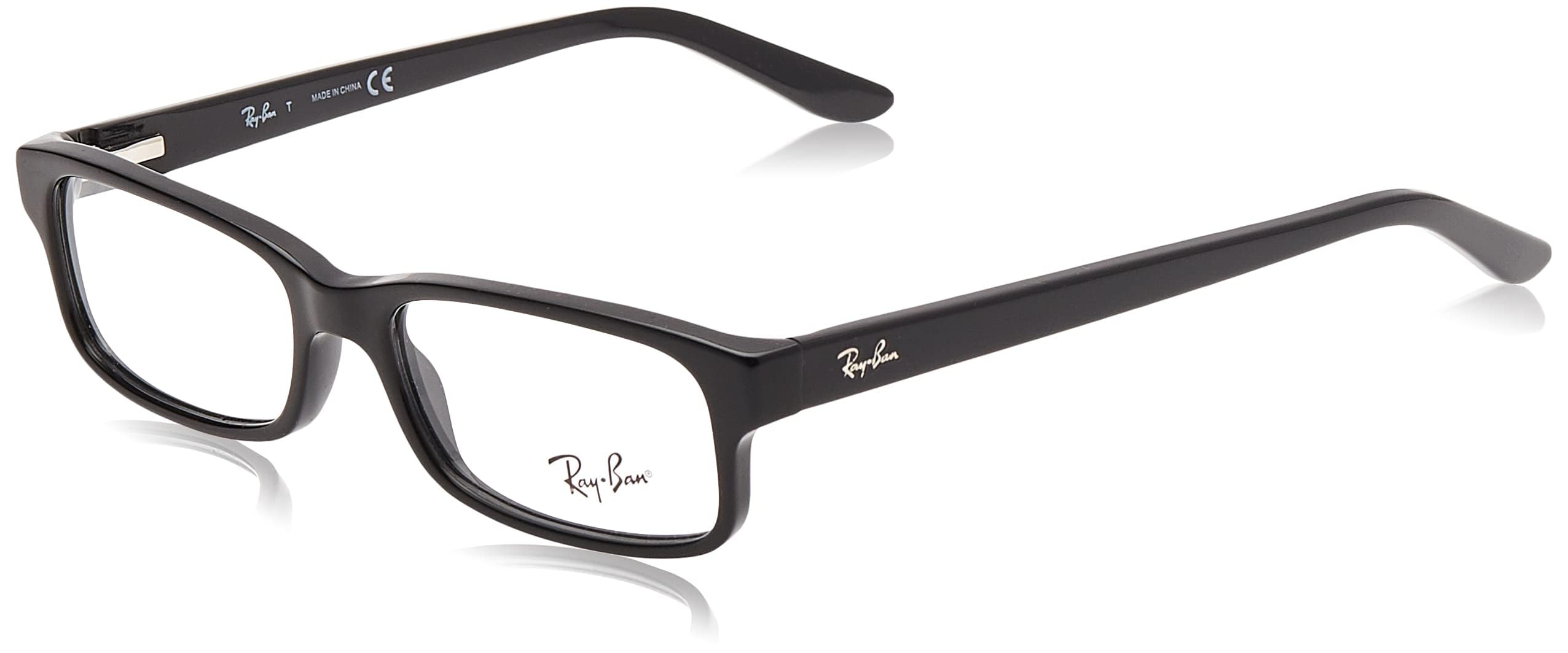 Ray-Ban RX5187 Rectangular Prescription Eyeglass Frames, Black/Demo Lens, 50 mm