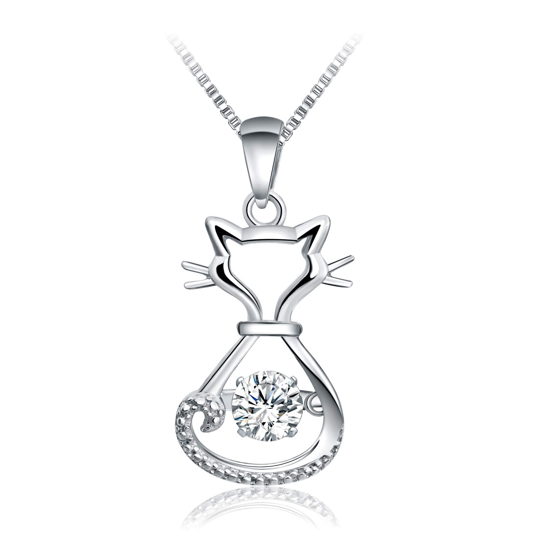 T400 Sterling Silver Cubic Zirconia Pendant Necklace Gift for Women