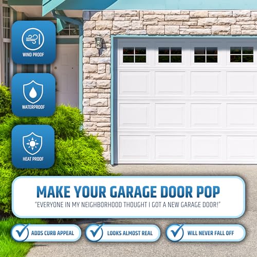 Strong & Glossy Magnetic Garage Door Windows - Fits 1 Car Garage - Looks Like Real Window Panels/Faux Panes - Decorative Hardware Kit - Easy to Align & Will Never Fall (Upgraded Magnets) | 16pcs 4"X6