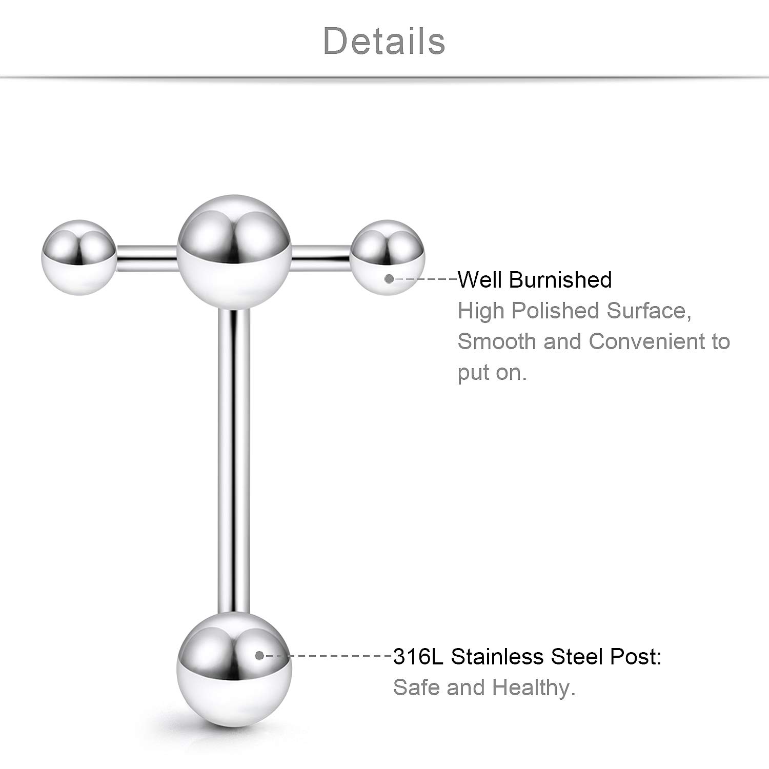 SCERRING 6 Pairs 14G Stainless Steel Soft Silicone Clear Acrylic Tongue Teaser Double Barbell with Slave Ring Nippleings Ring Body Piercing Jewelry