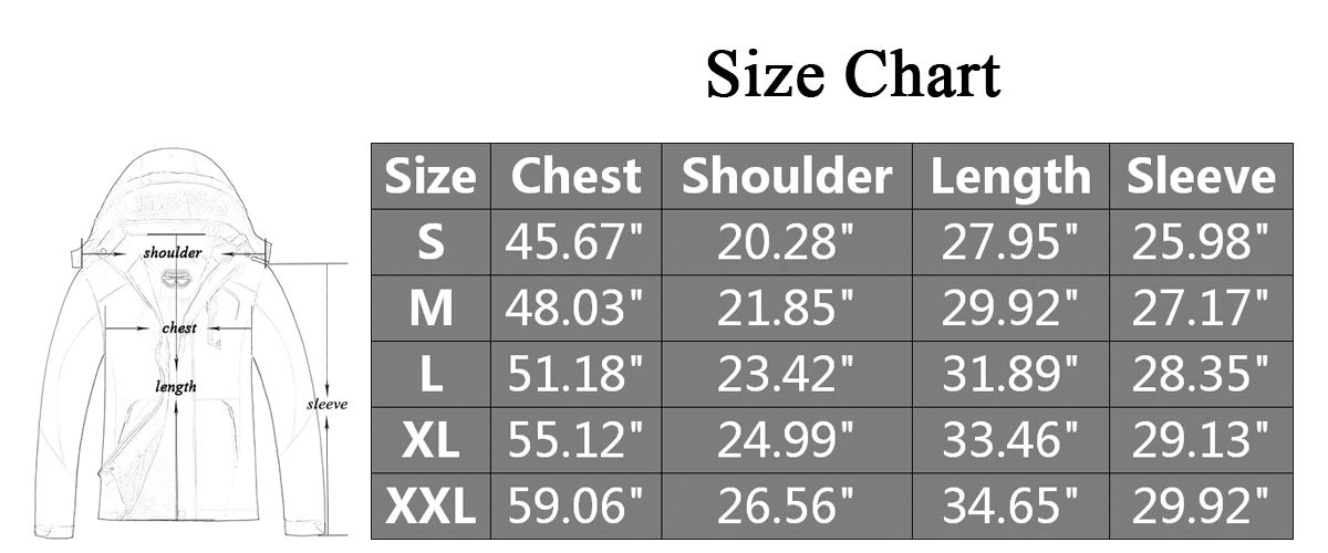 SUOKENI Men's Waterproof Ski Jacket Warm Winter Snow Coat Hooded Raincoat XX-Large