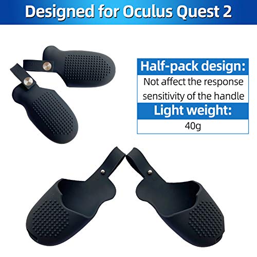 Touch Controller Grip Cover for Oculus Quest 2, Zamia Anti-Throw Hand Grips Case&Knuckle Strap&Adjustable Wrist Strap VR Thumbstick Cap Kit(Black)