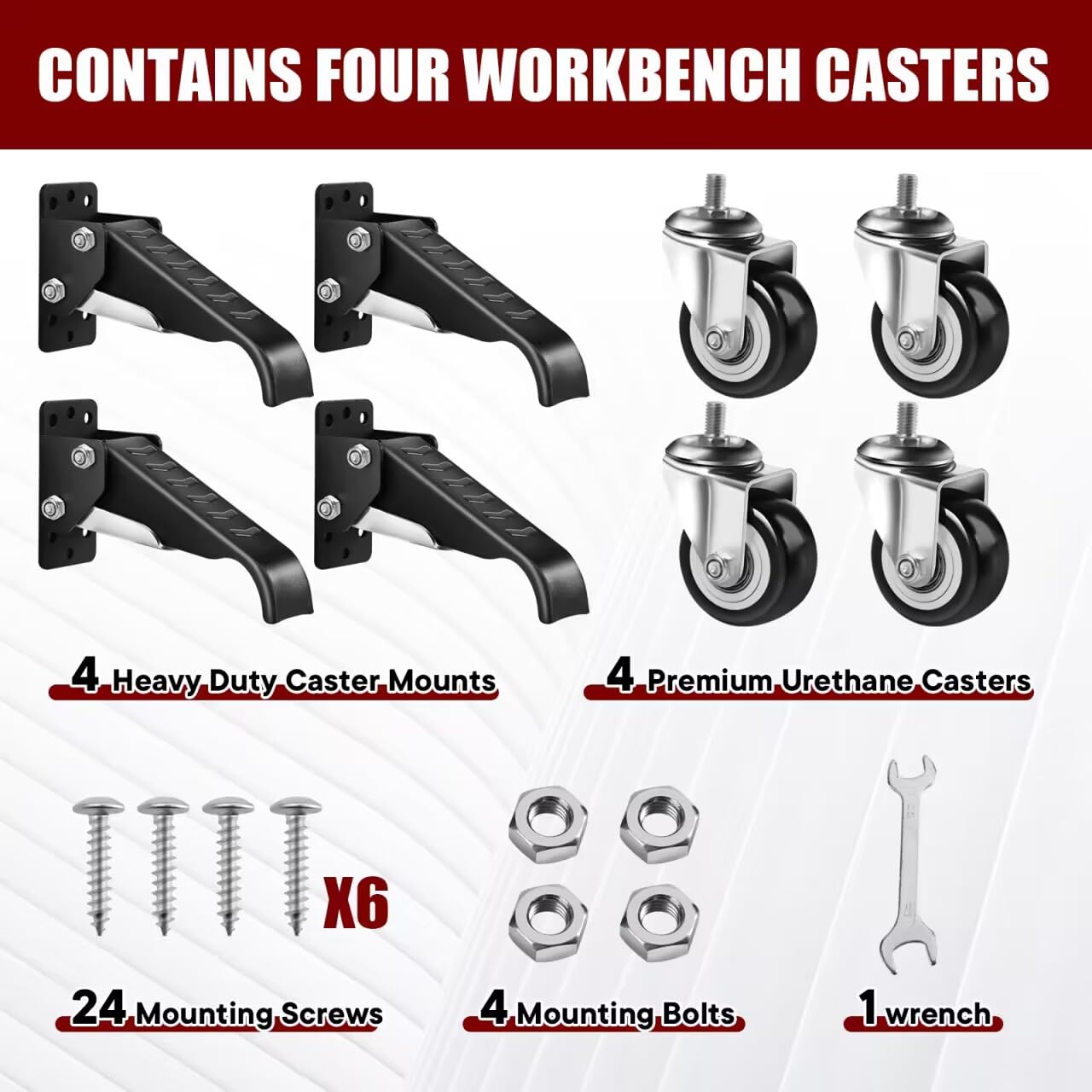 SPACECARE Workbench Casters Retractable Casters Kit 600Lbs, Retractable Casters Heavy Duty Bench Caster Wheels Workbenches Tables and Equipments, Stepdown Casters 4 Pack
