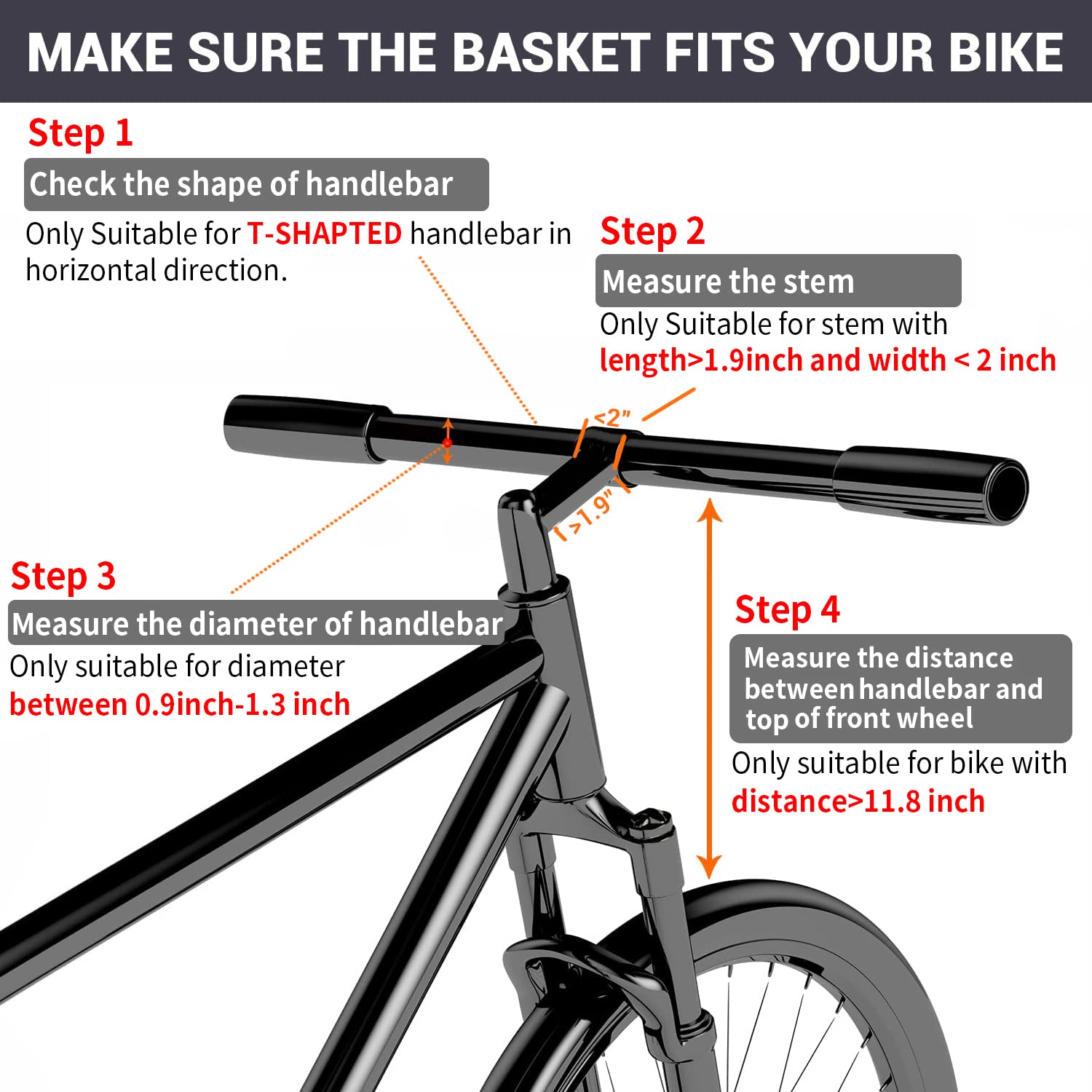 Sportneer Bike Basket Front Handlebar - Quick Release Bicycle Basket Multi-Purpose Detachable Small Pet Carrier Easy Install Bike Basket for Commuting Shopping Camping, Max.Bearing: 11lbs