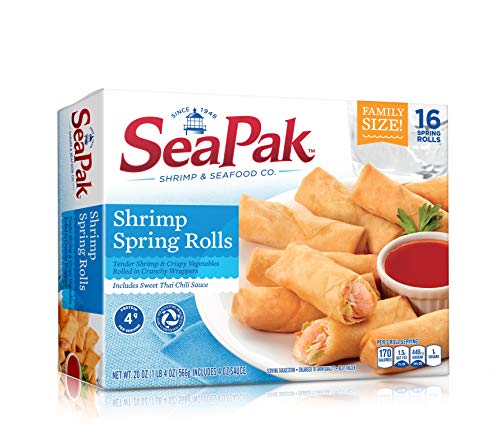 SeaPak Shrimp Spring Rolls, Whole Shrimp & Crisp Vegetables Rolled in Crunchy Wrappers with Sweet Thai Chili Dipping Sauce, 20 oz