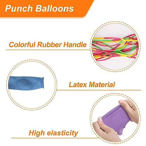 RUBFAC 20 Punch Balloons Thickened Punching Balloon Heavy Duty Party Favors for Kids, Bounce Balloons with Rubber Band Handle for Birthday Party