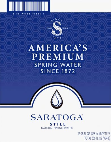Saratoga Natural Spring Water - 28 oz. (Non-Carbonated, Pack of 12)