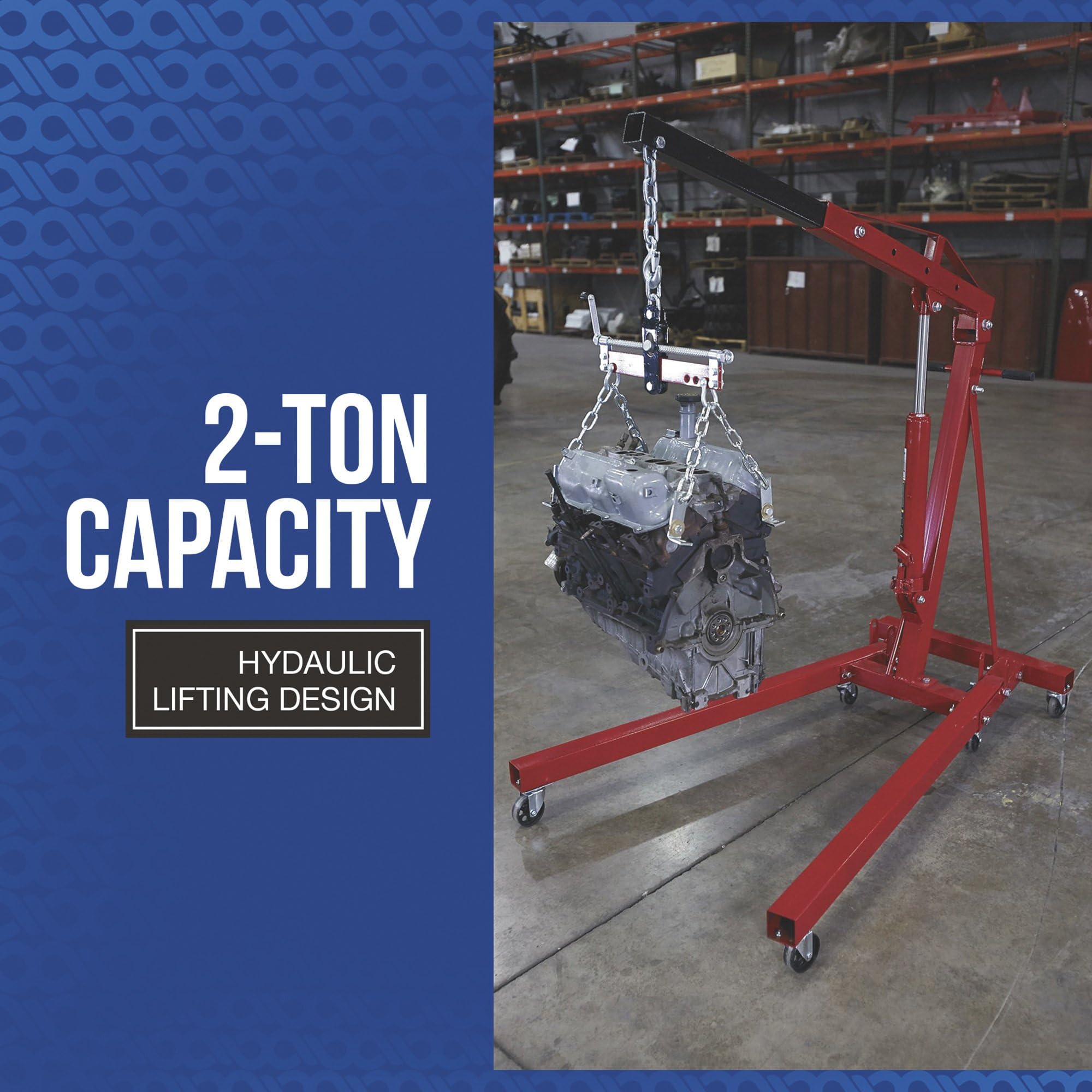Strongway Hydraulic Engine Hoist with Load Leveler - 2-Ton Capacity, 1in.-82 5/8in. Lift Range