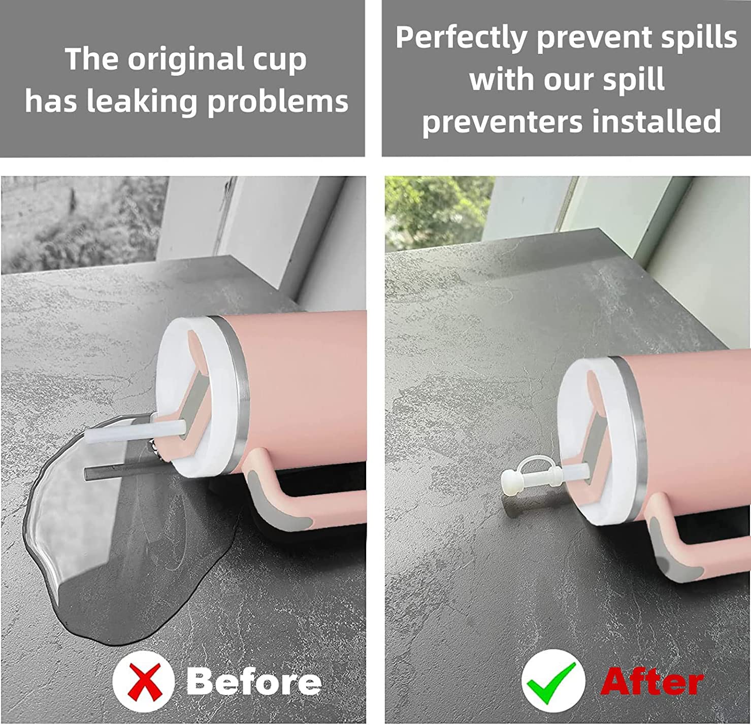 Silicone Spill Proof Stopper for Stanleys Cup 2.0 40oz/ 30oz, Including 2 Straw Cover Caps, 2 Square Spill Stopper and 2 Round Leak Stopper, Tumblers Accessories (for Stanleys Cup 2.0)